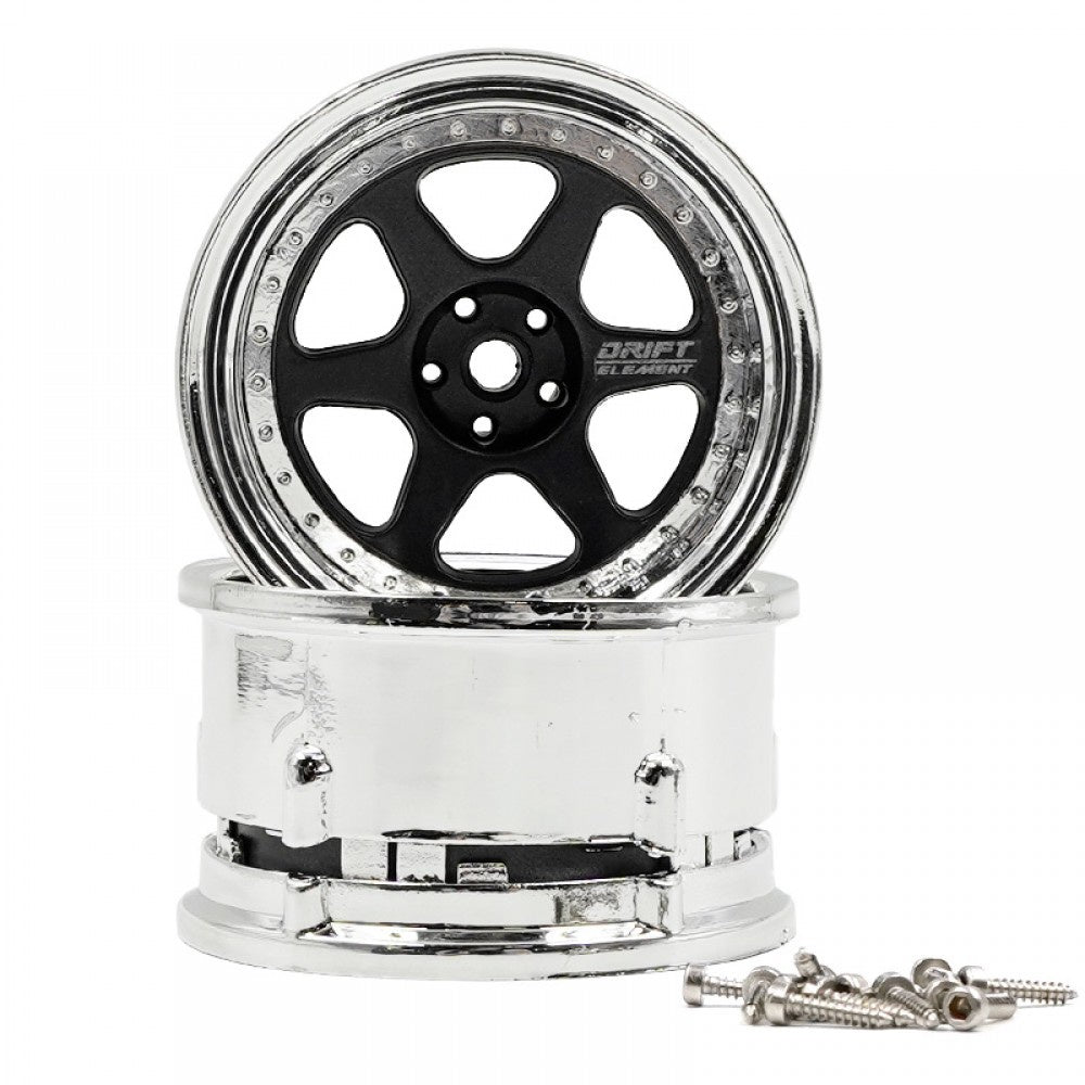 DS Racing - Drift Element II 6 Spoke Rim 2 pcs Gunmetal Chrome Lip For ...