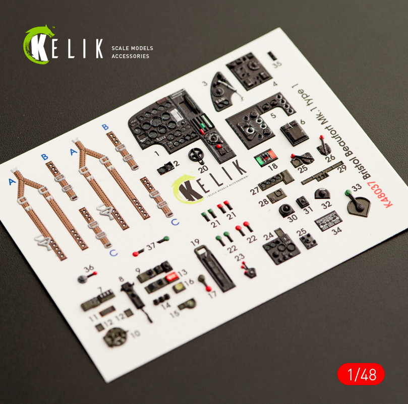 Kelik - 1/48 Bristol Beaufort Mk.1 Type 1 Interior 3D Decals (for ICM ...